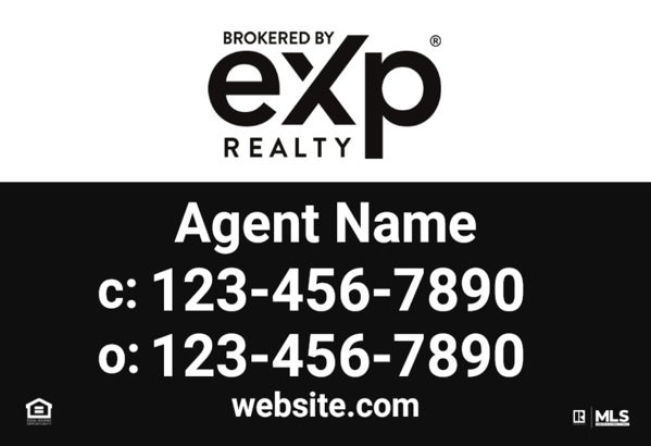 eXp Realty Marketing Store. Black & White Agent Yard Sign - 12" x 18"