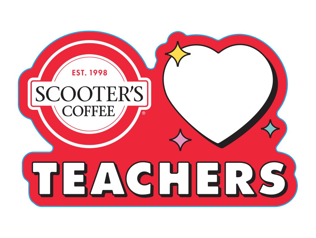 Scooter's Coffee. Scooter's Heart Teachers Sticker
