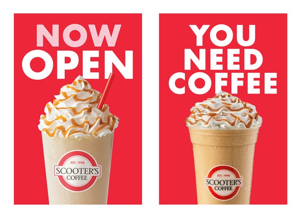 Scooter's Coffee. 2-Pack Hand Waving Sign Bundle